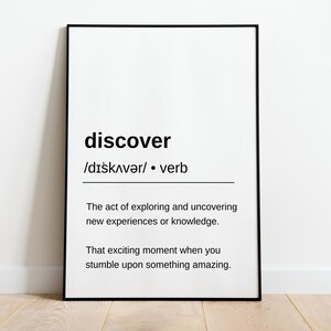 Discover Definition Print, Discover Meaning Poster, Quote Print for ...