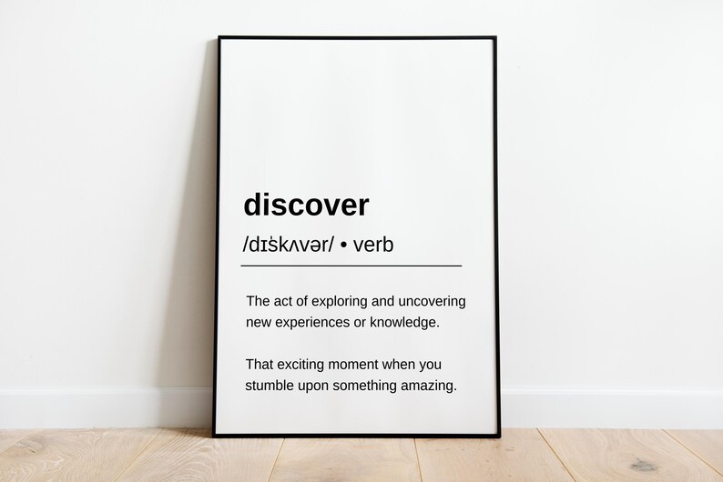Discover Definition Print, Discover Meaning Poster, Quote Print for ...