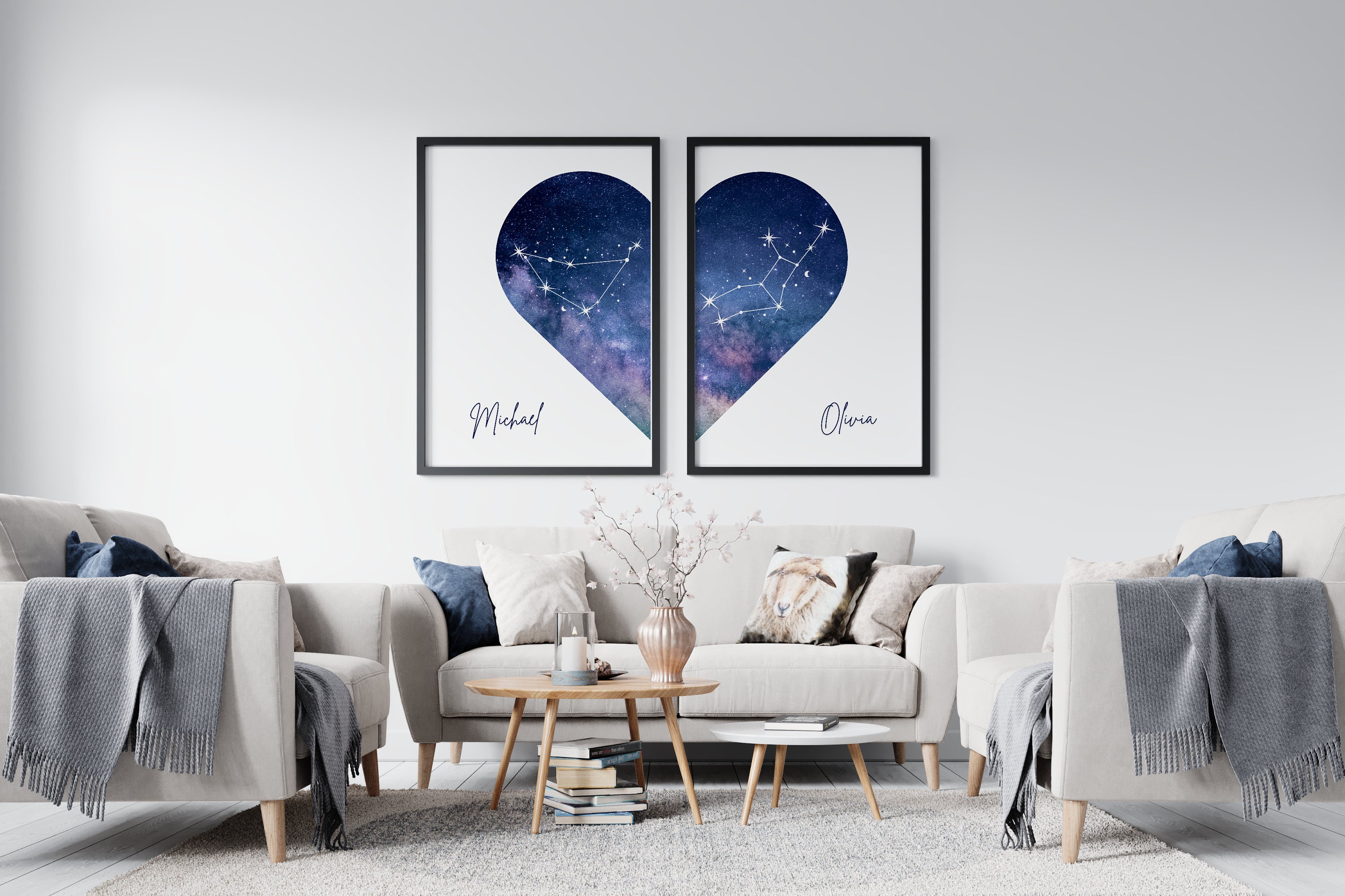 Custom Couple Star Sign Gift for Wedding Anniversary, Personalised ...