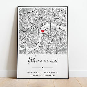 Where We Met Map Print, Where It All Began Poster for Couple ...