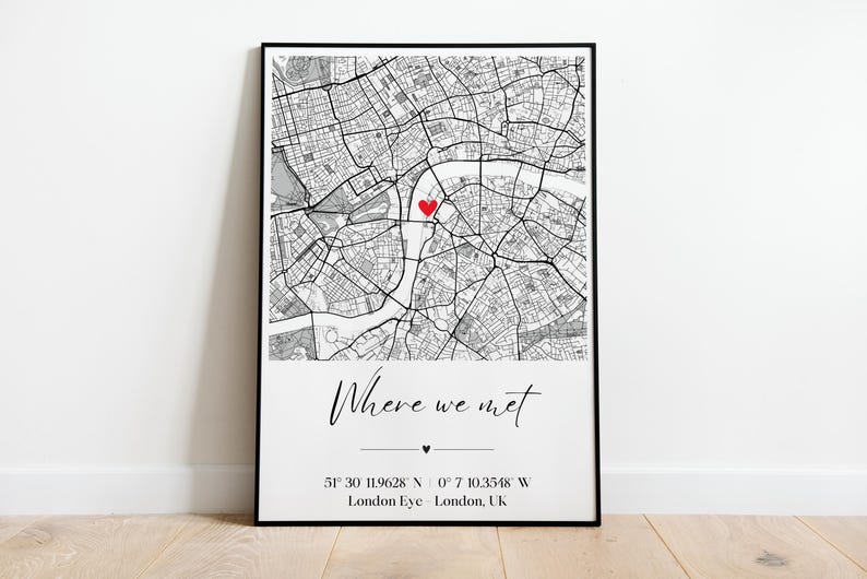 Where We Met Map Print, Where It All Began Poster for Couple ...