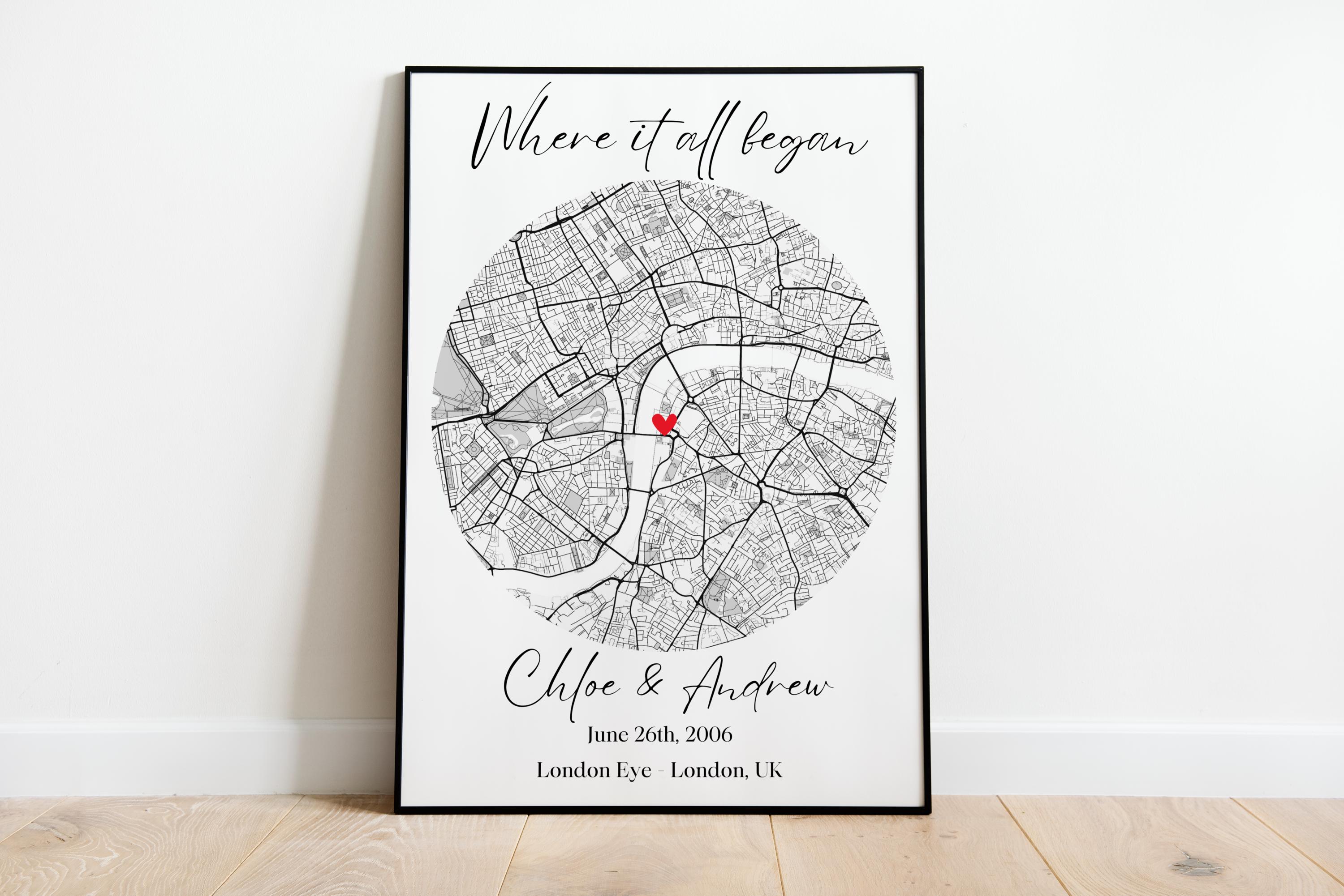 Where We Met Map Print, Where It All Began Poster for Couple ...