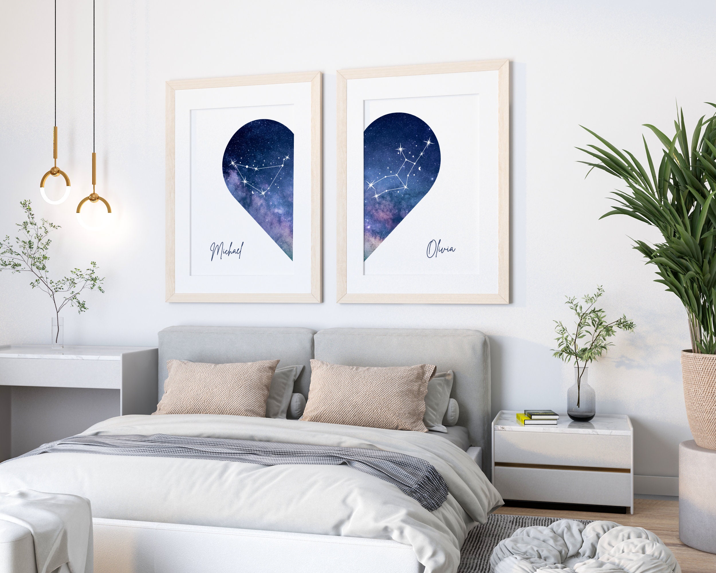 Custom Couple Star Sign Gift for Wedding Anniversary, Personalised ...
