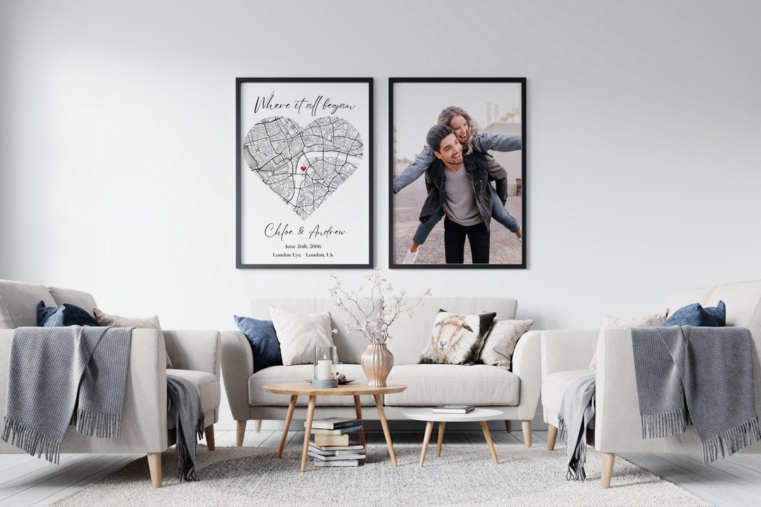 Where We Met Map Print, Where It All Began Poster for Couple ...