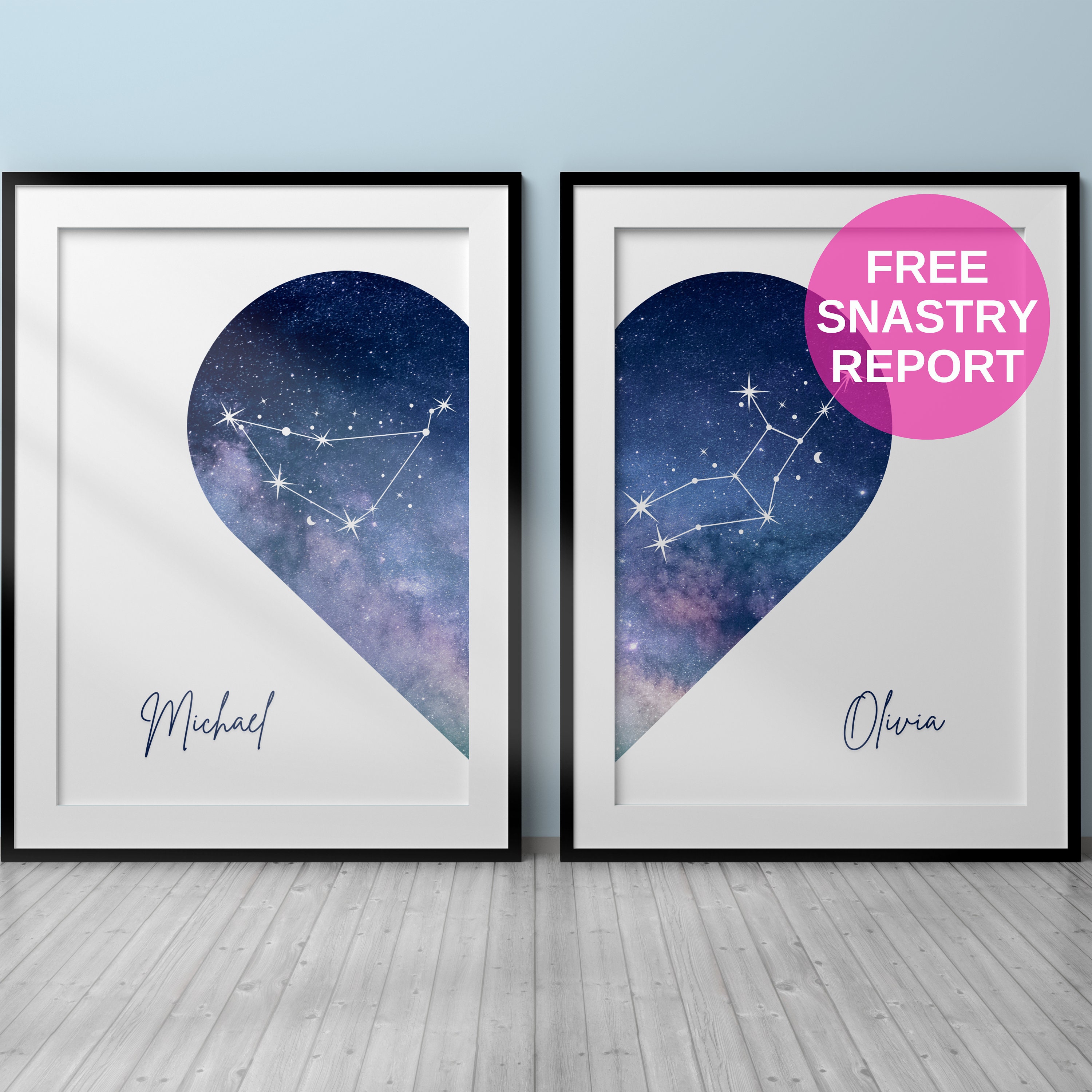 Custom Couple Star Sign Gift for Wedding Anniversary, Personalised ...