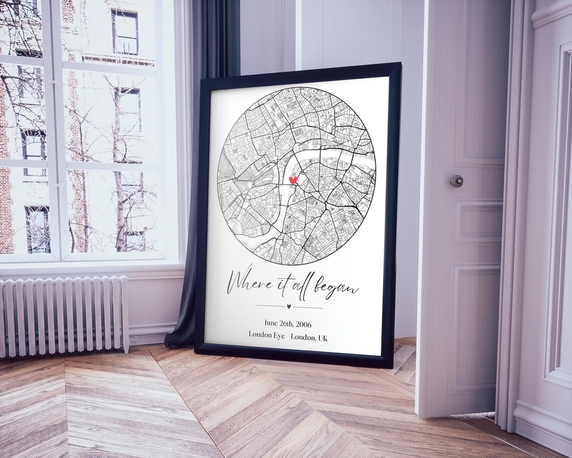 Where We Met Map Print, Where It All Began Poster for Couple ...