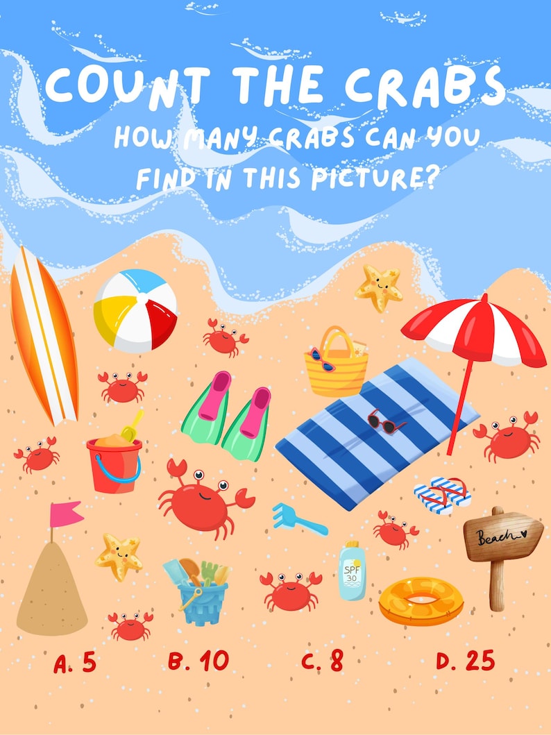 Printable Beach-themed Kids Activity Book | Summer Vacation Fun ...