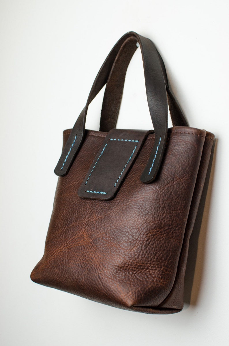 Handmade Leather Handbag / Small Leather Tote Bag / Brown | Etsy