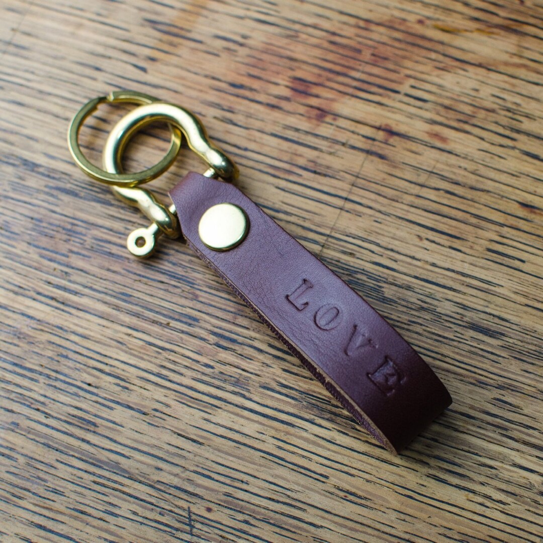 Handmade Leather Keyring With Solid Brass D Hook - Leather Keychain ...