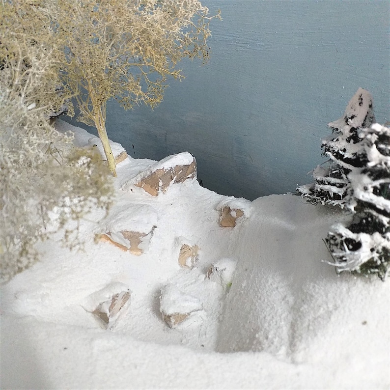 Scenic Snow Diorama With Chalet, Frozen Lakeshore One a Base of 42 X 39 ...