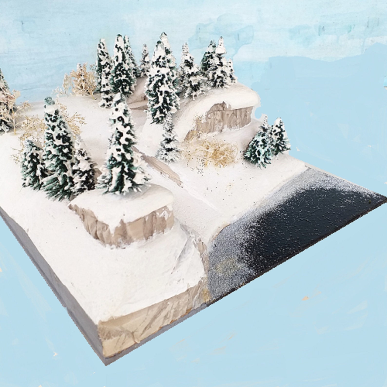 Model Winter Snow Diorama With Frozen Lake, Scale 1/160 - Etsy