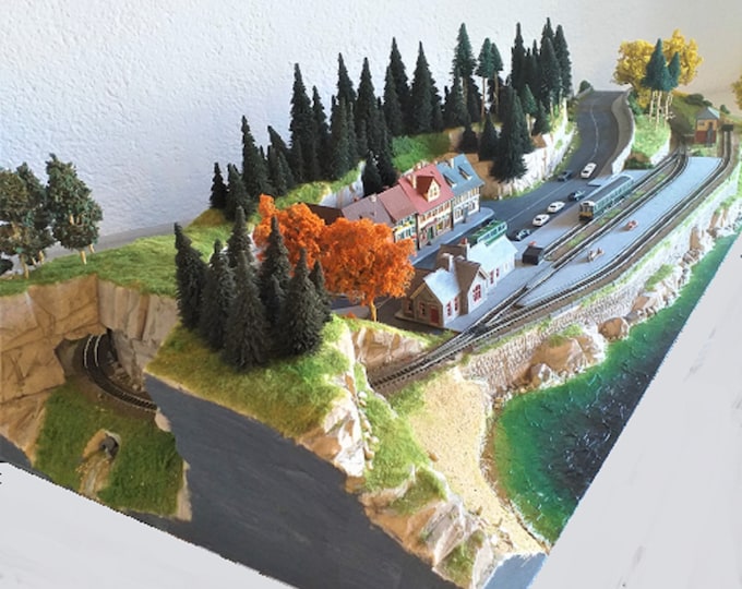 Scenic Model Railroad Layout Diorama Scale N - 1:160 on a Base of 100 X ...