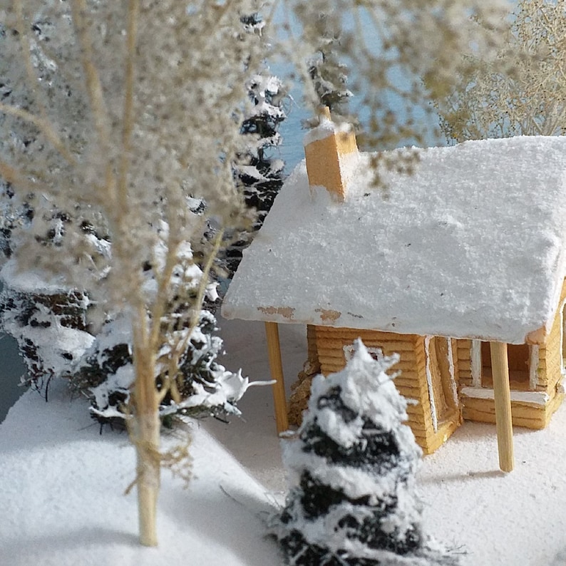 Scenic Snow Diorama With Chalet, Frozen Lakeshore One a Base of 42 X 39 ...