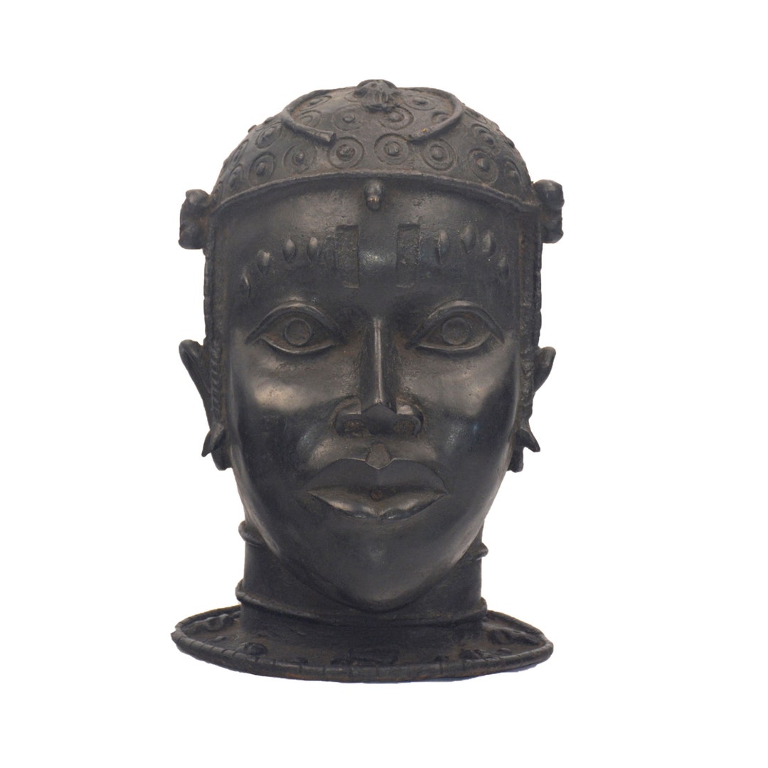 African Bronze Sculpture, Ife Head Art Statue, Nigerian African Bust ...