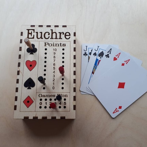 Euchre Point Tracker and Card Box | Etsy