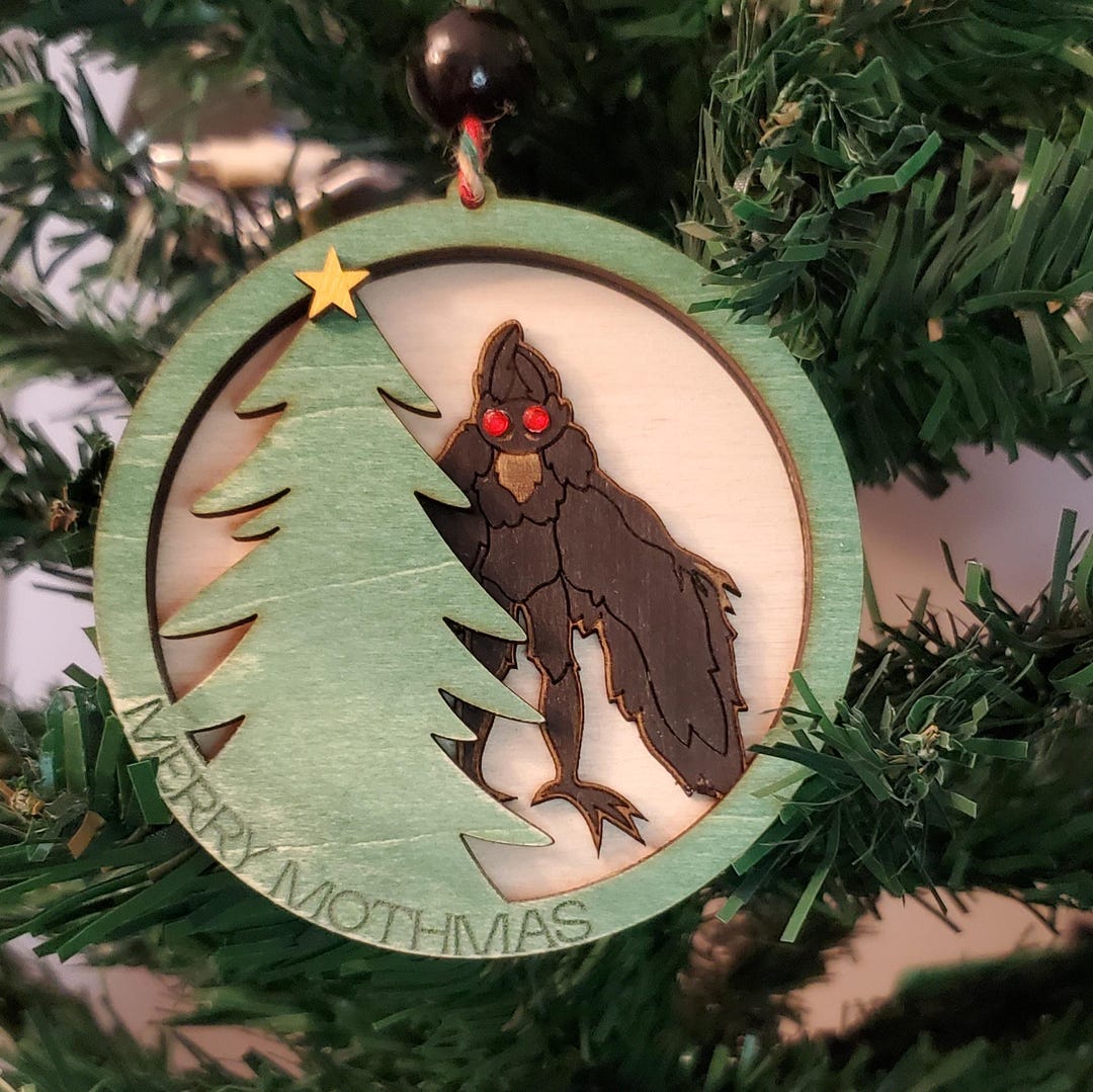 Merry Mothmas Mothman Cryptid Christmas Wooden Ornament - Etsy