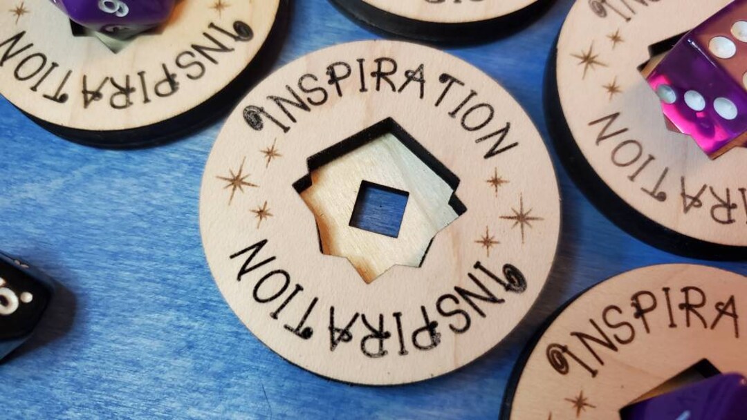 DND Inspiration Token Maple Wood RPG Token With Space for Dice - Etsy