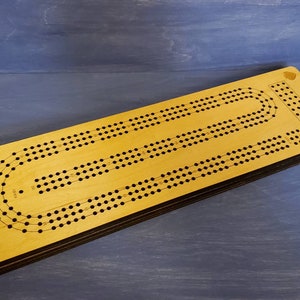Three Track Cribbage Board With Peg Storage - Etsy