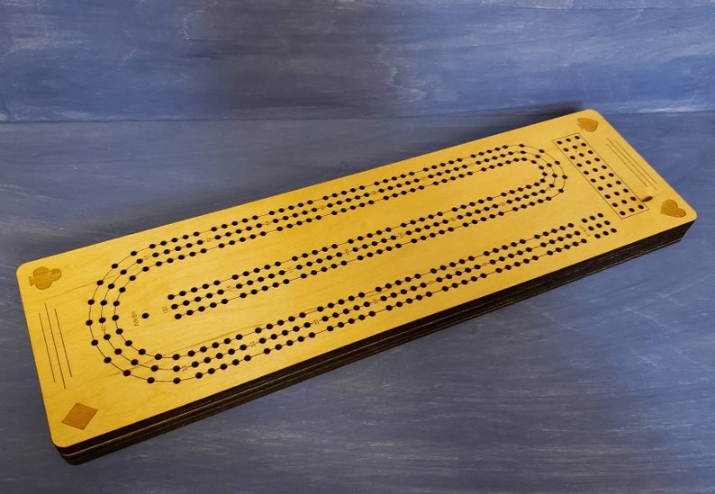 Three Track Cribbage Board With Peg Storage - Etsy