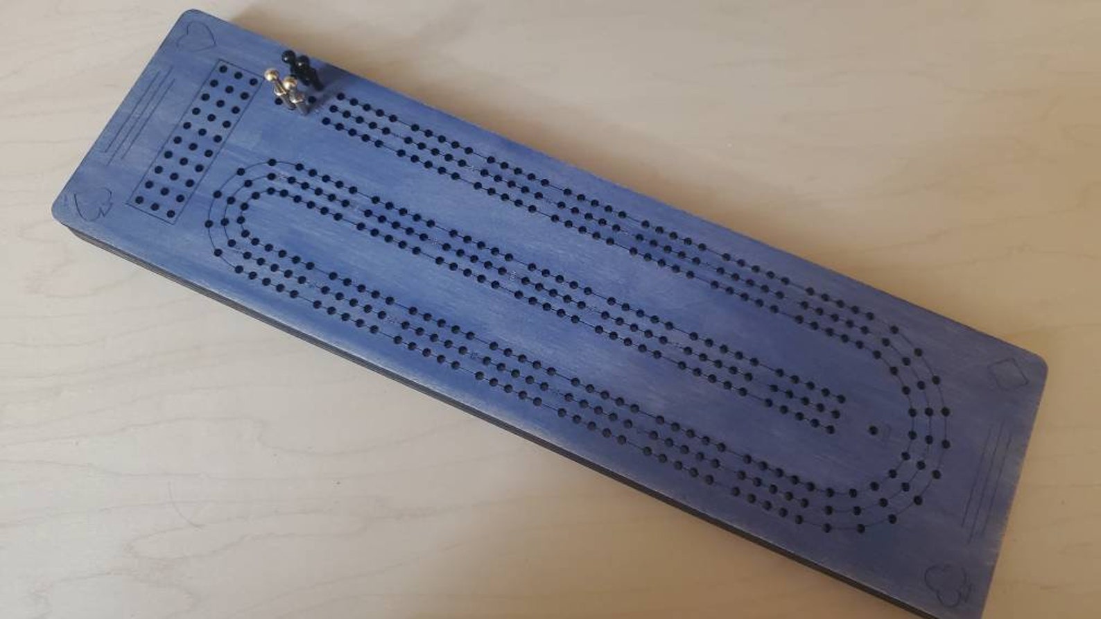 Three Track Cribbage Board With Peg Storage - Etsy