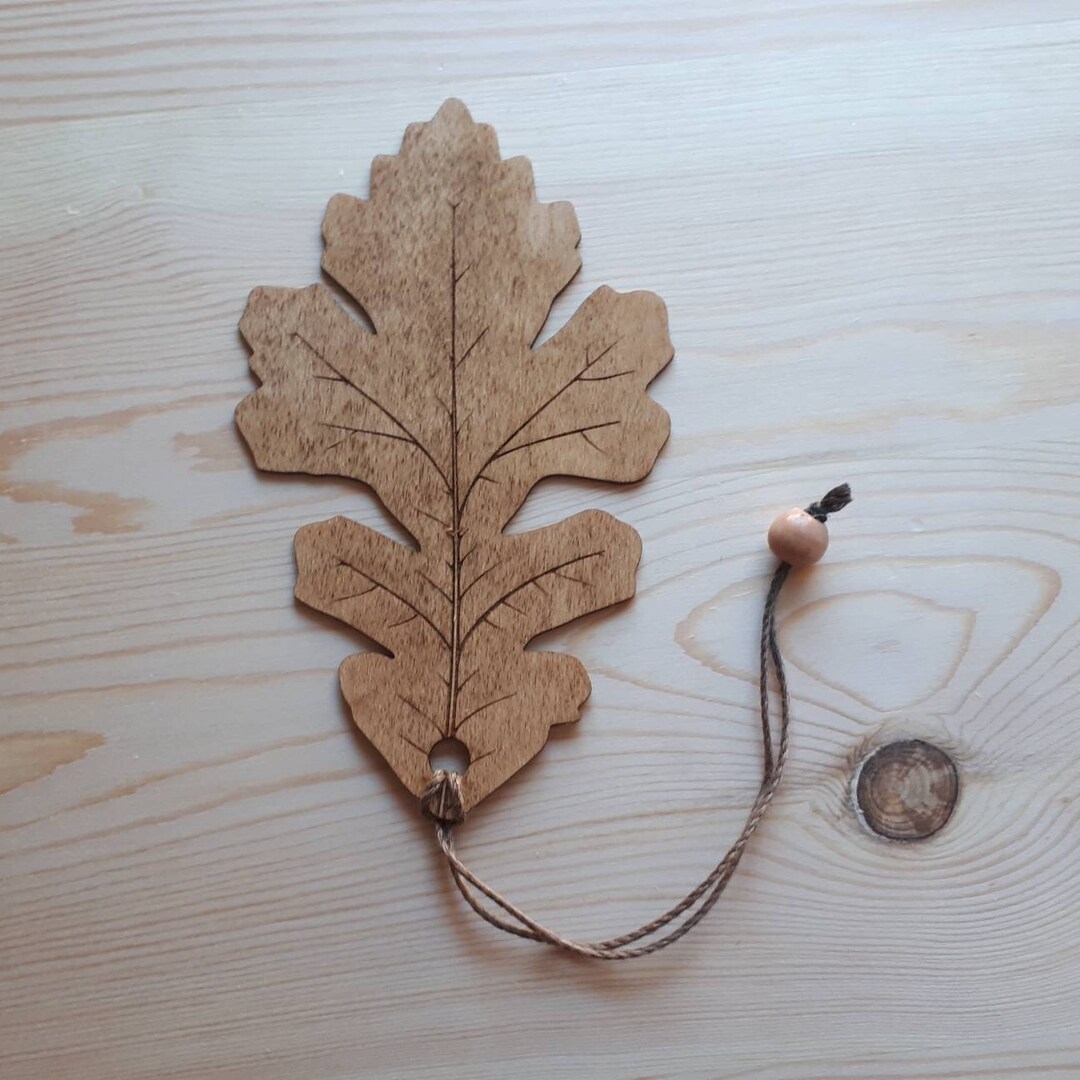 Oak Leaf Shaped Engraved Wood Bookmark - Etsy