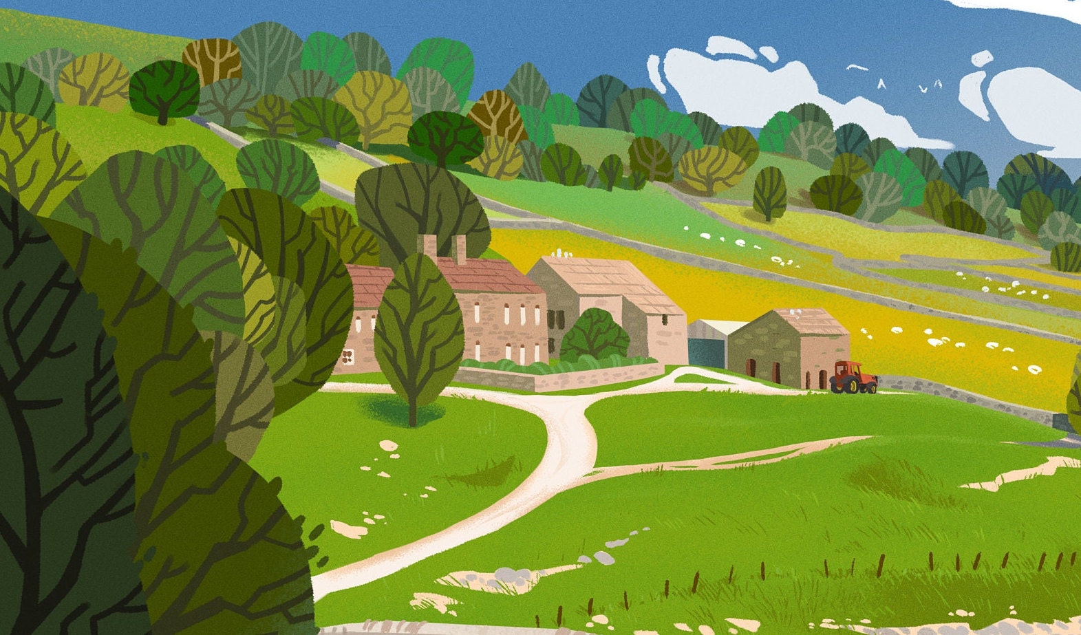 Yockenthwaite Farm Yorkshire Dales Landscape Illustration - Etsy UK
