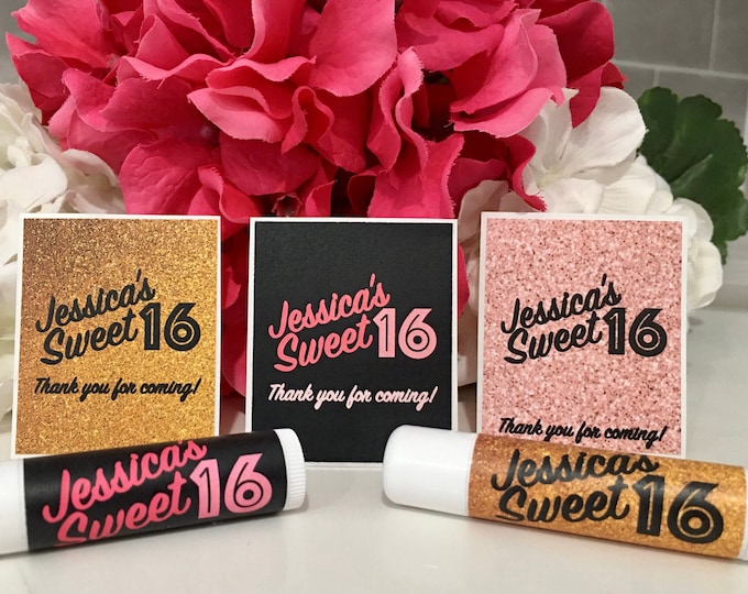 Sweet Sixteen Lip Balm Favor Label Sweet 16 Party Favor 16th - Etsy