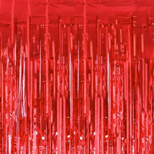 Red Metallic Fringe Curtain Panel. Baby Shower Party Backdrop - Etsy