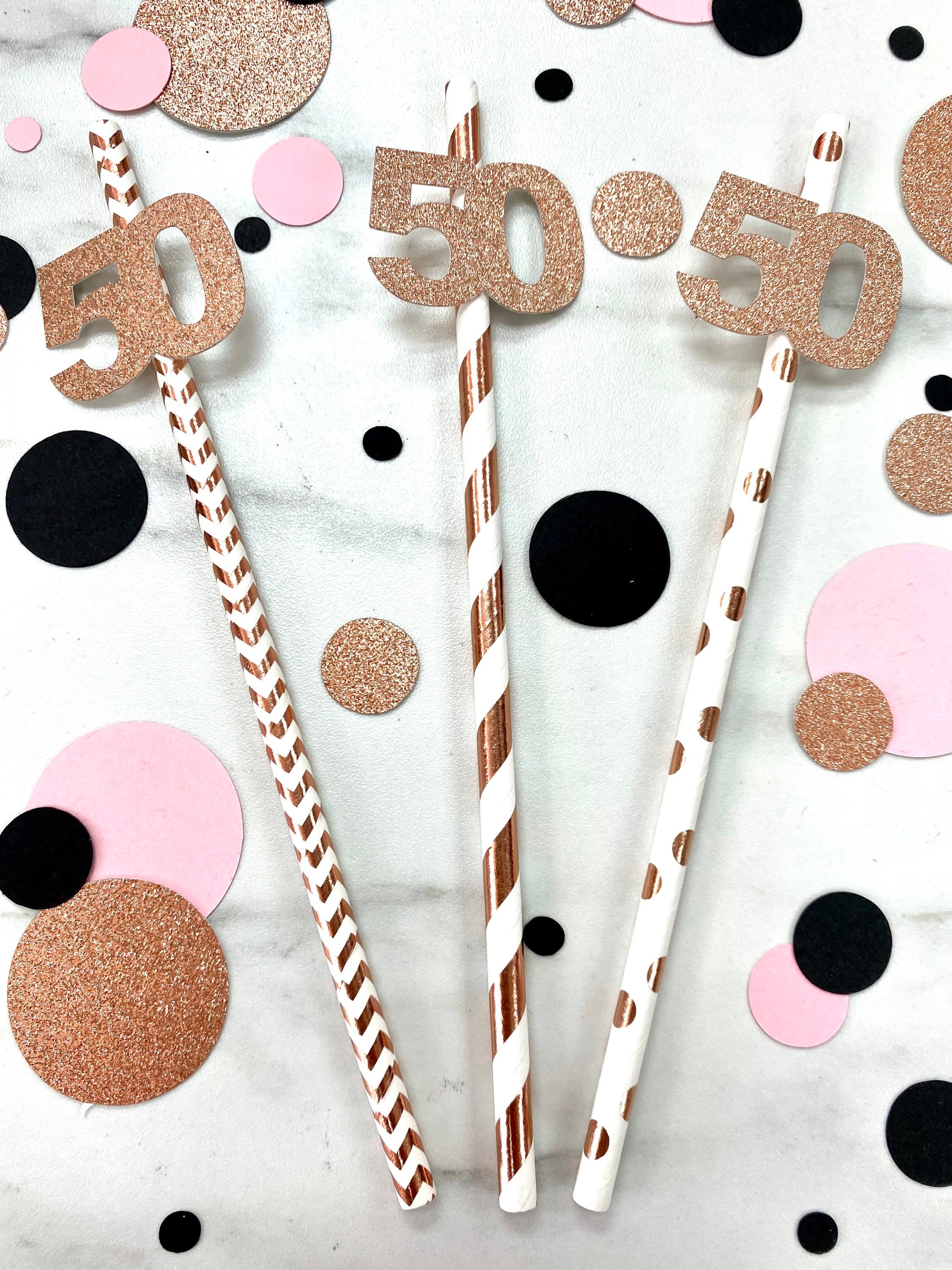50th Birthday Paper Straws qty 10 Fifty Paper Straws 50th - Etsy