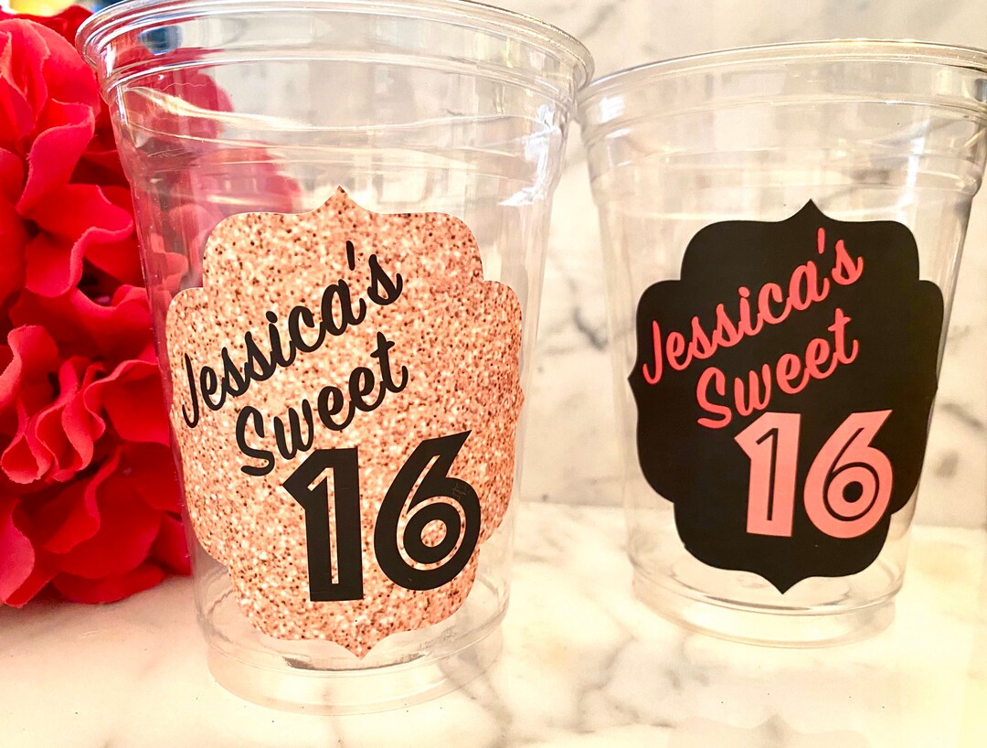 Sweet Sixteen Cups, Sweet 16 Cups, Sweet 16 Drinkware, Sweet 16 Favors ...