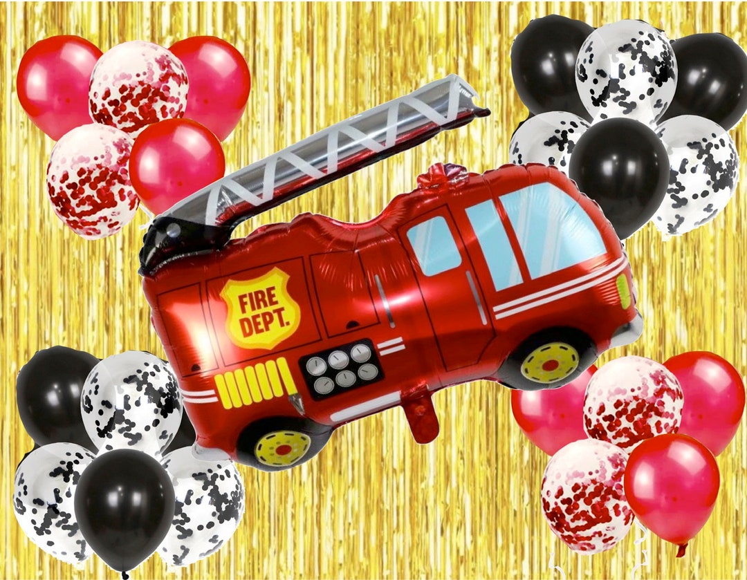 Fire Truck Balloon Set: Firefighter Birthday Party Decorations - Etsy