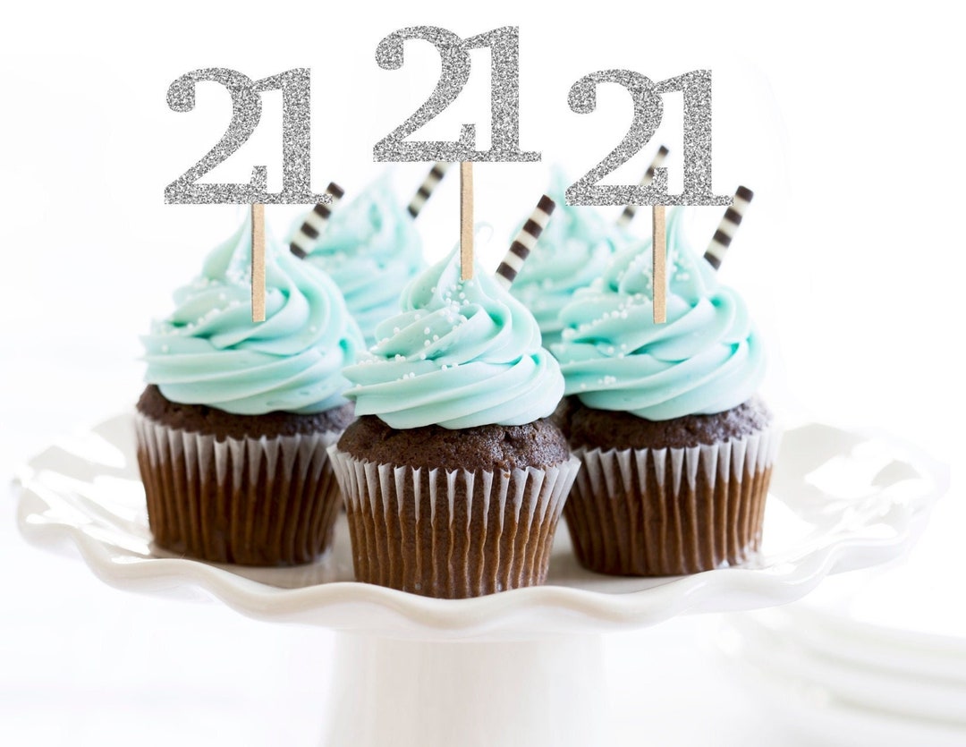 21st Birthday Cupcake Toppers, 21st Birthday Picks, 21st Birthday Decor ...