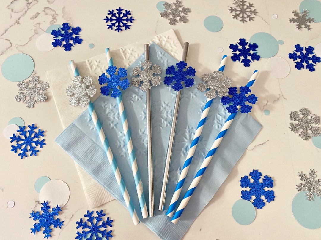 Winter Wonderland Snowflake Straws, Frozen Paper Straws, Snowflake ...