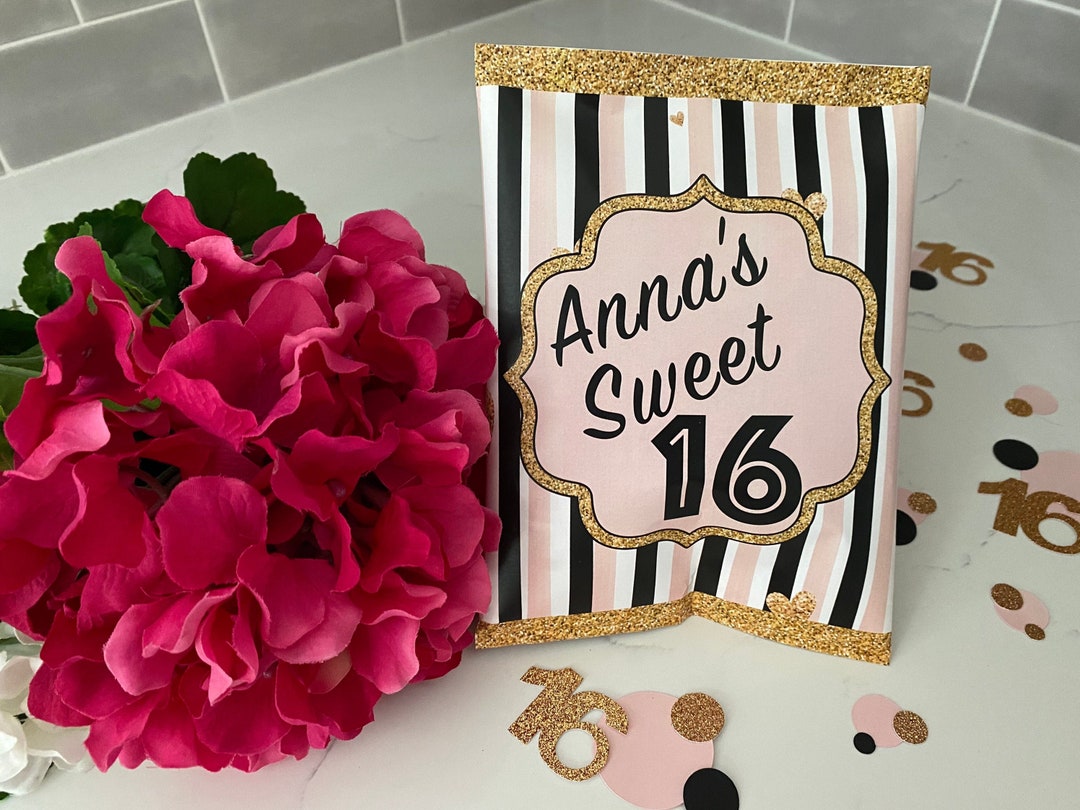 Sweet 16 Chip Bags, Sweet Sixteen Party Favor, Sweet 16 Party Favor ...