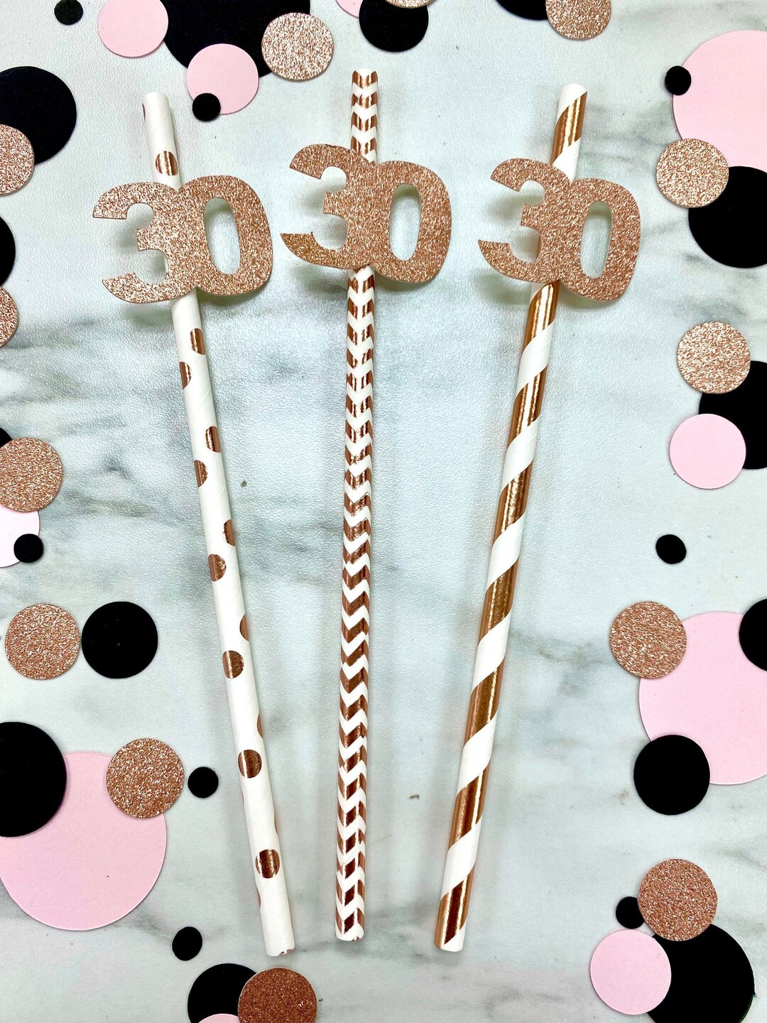 30th Birthday Paper Straws, Thirty Paper Straws, 30th Birthday Party ...