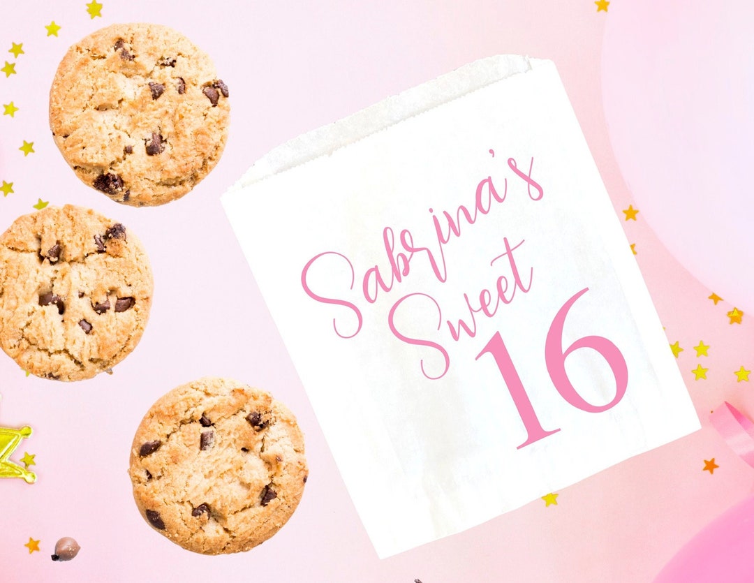 Sweet 16 Cookie Favor Bags, Sweet Sixteen Party Favor Bag, Donut Bag ...