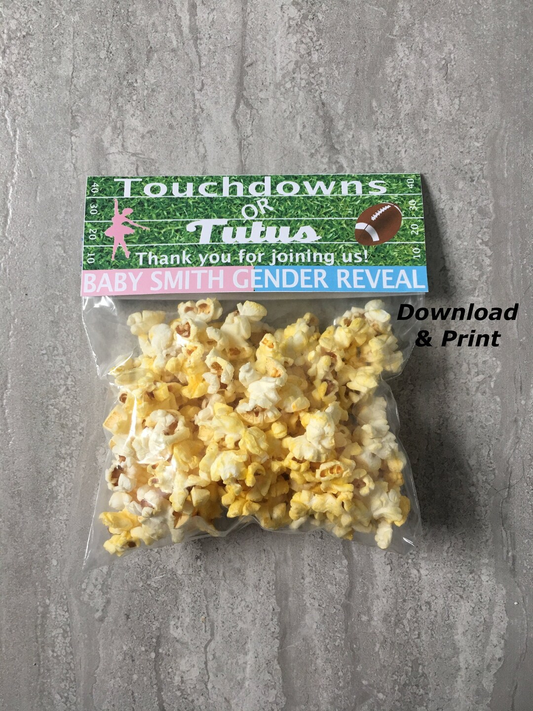 Touchdowns or Tutus Bag Topper, Touchdowns or Tutus Party Favor, Gender ...