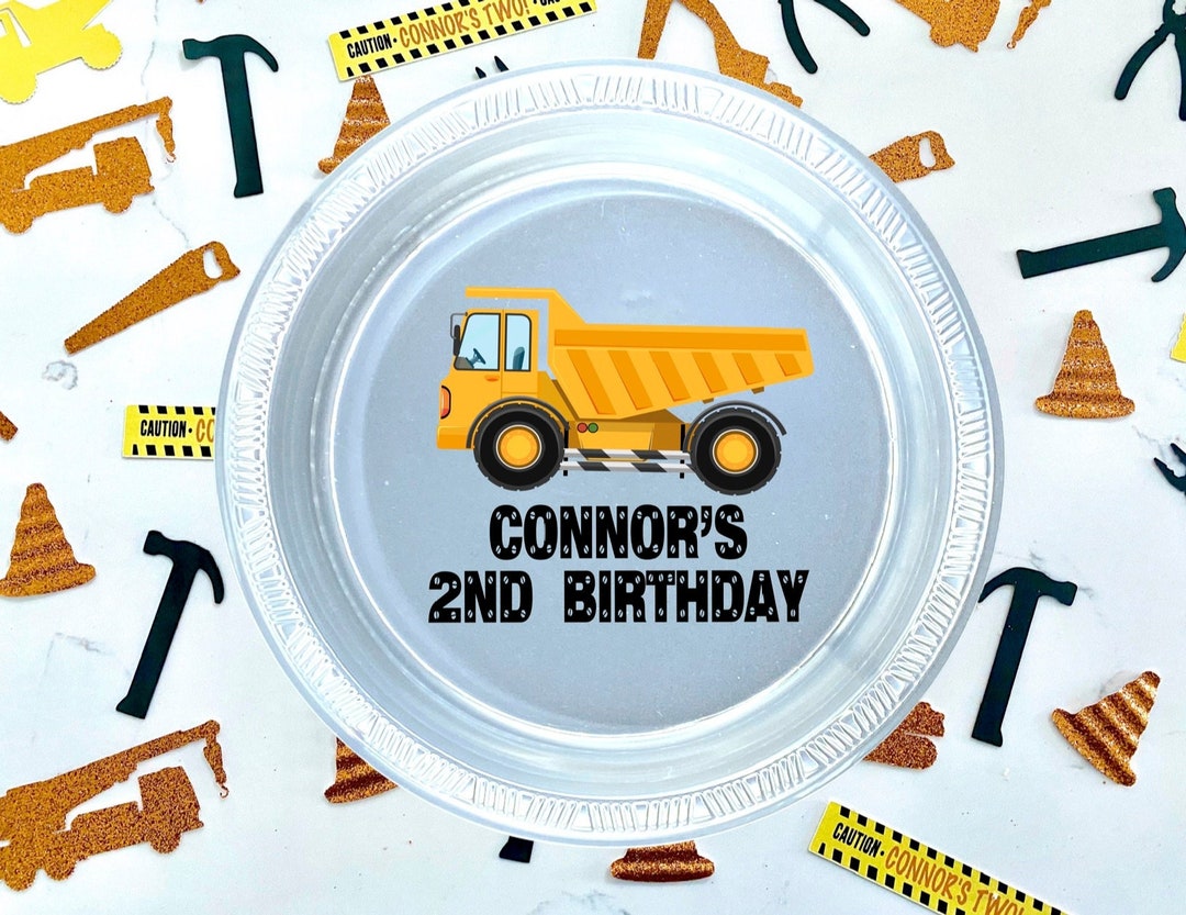 Personalized Construction Party Plates, Construction Party Decorations ...