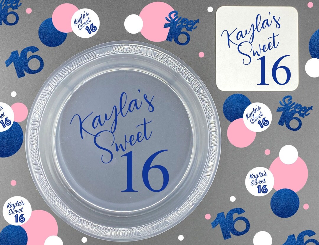 Personalized Sweet 16 Plates, Sweet 16 Decorations, 16th Birthday Party ...