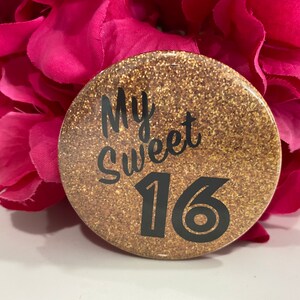 Sweet Sixteen Button Favor, Sweet 16 Pin, Sweet Sixteen Party Favor ...