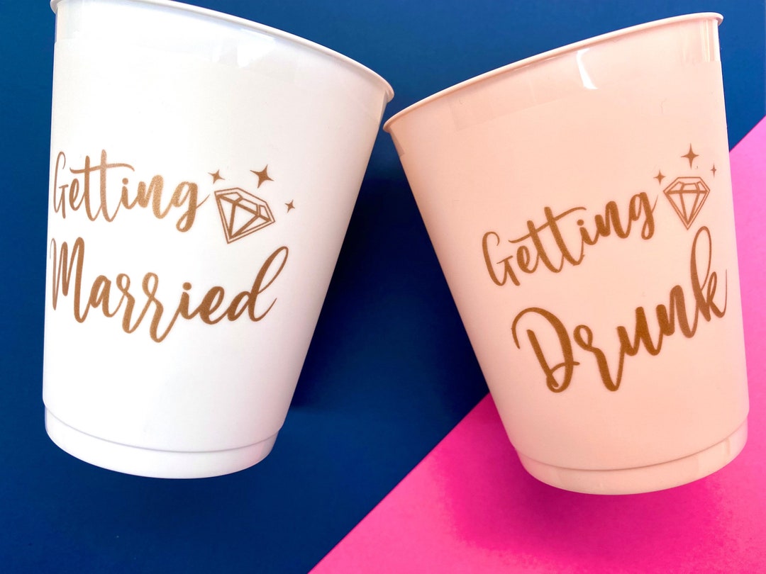 Rose Gold Bachelorette Party Cups: Getting Drunk, Getting Married (set ...