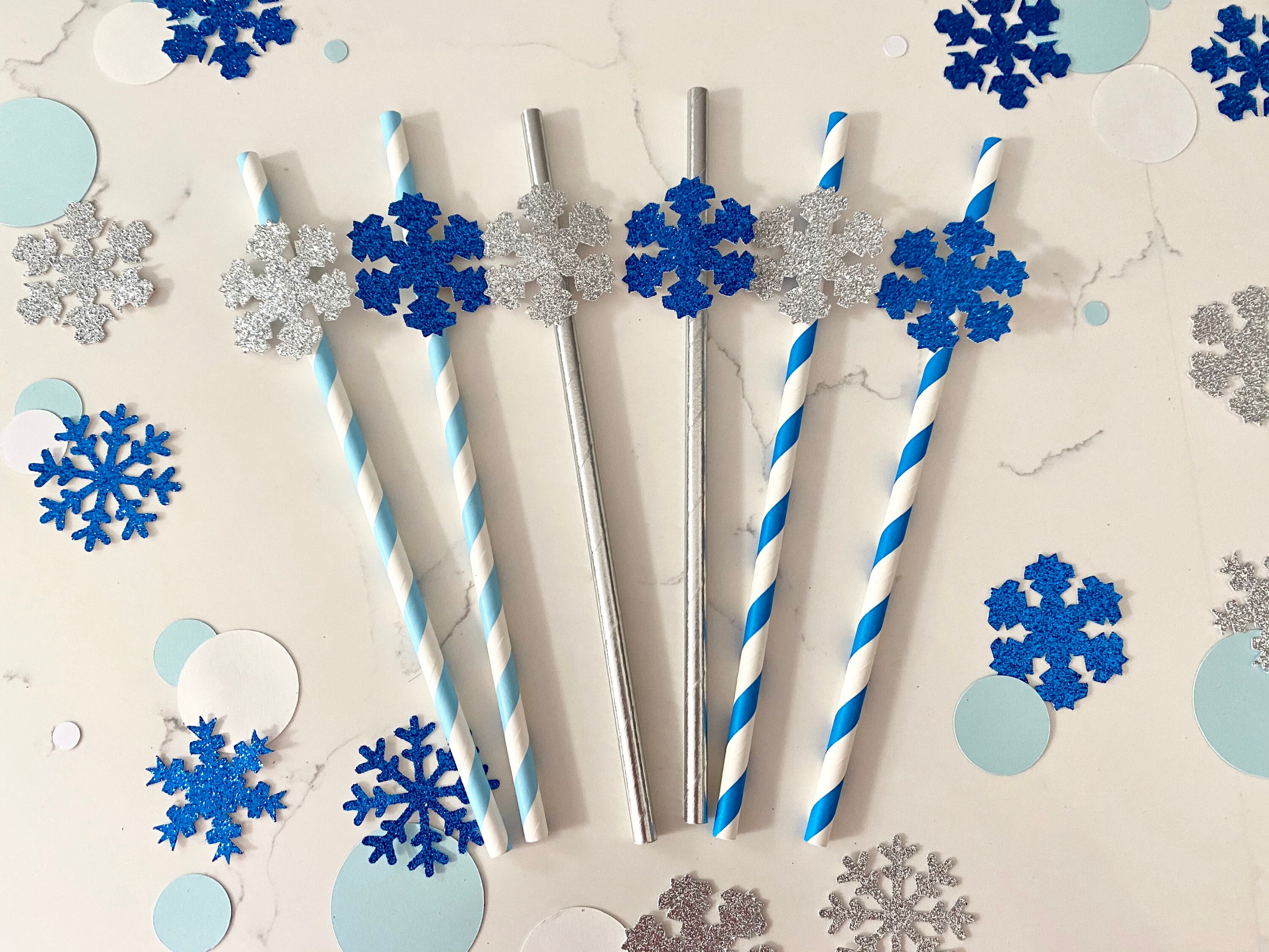 Winter Wonderland Snowflake Straws, Frozen Paper Straws, Snowflake ...
