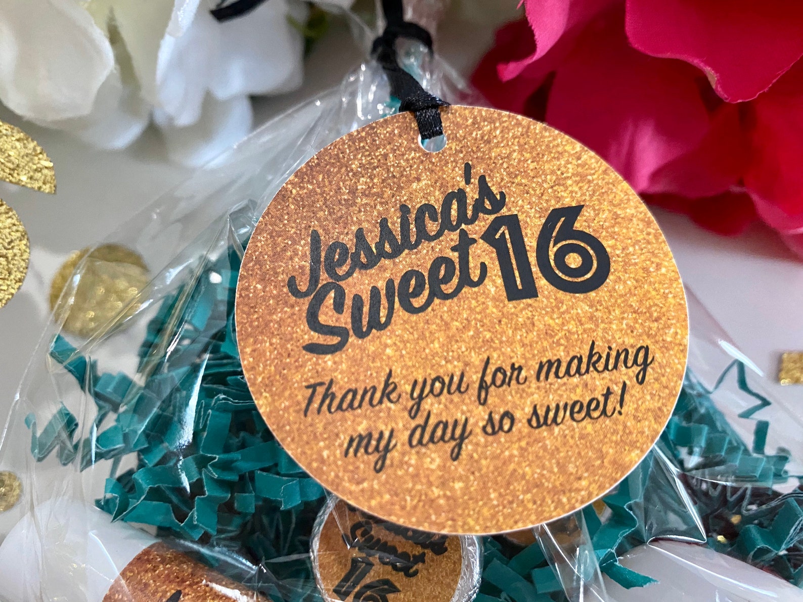 Sweet Sixteen Favor Tag, Sweet 16 Favor Tags, Sweet Sixteen Party Favor ...