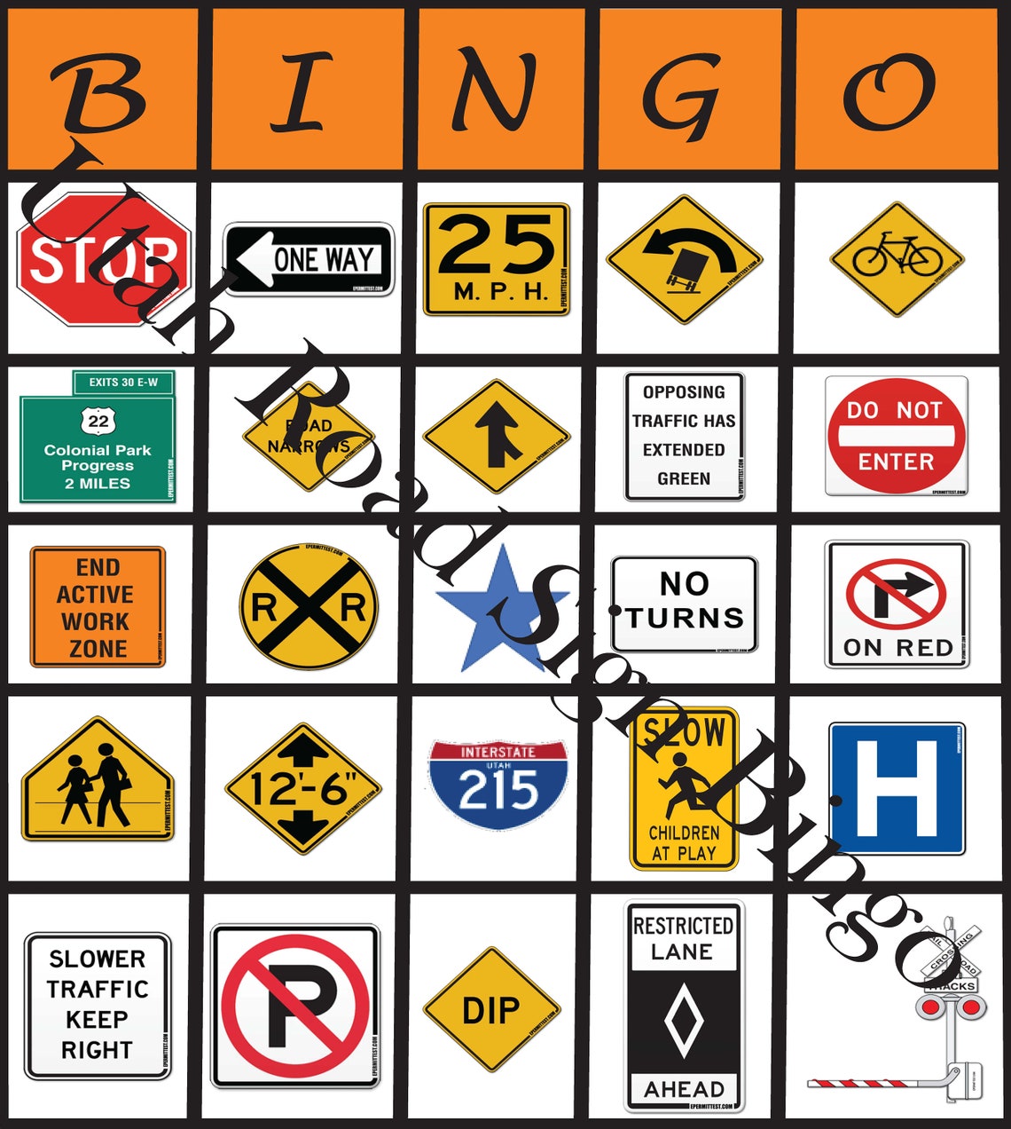 Utah Road Sign Bingo Download - Etsy