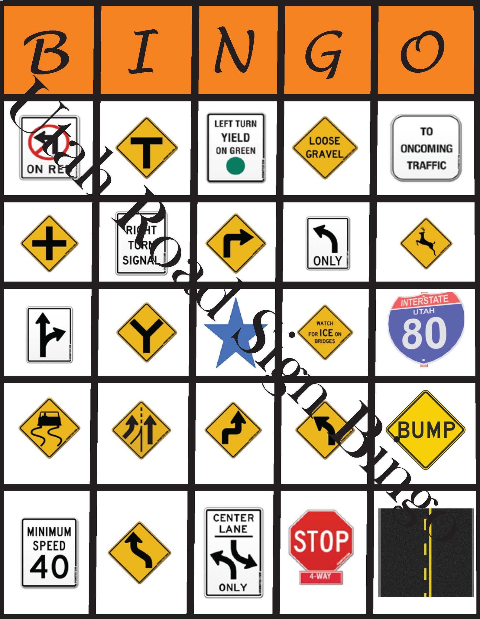 Utah Road Sign Bingo Download - Etsy