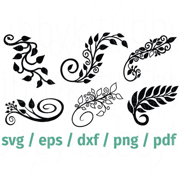 Leaf SVG, Vine SVG, Swirl SVG, Svg File, Cut File, Silhouette, Cricut ...