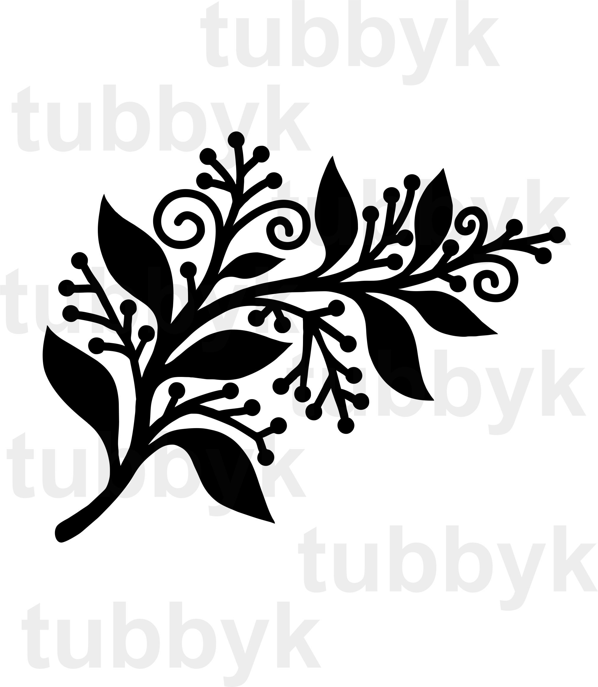 Branch Leaves Berries Swirl Vine SVG File Silhouette Cricut Digital Cut ...