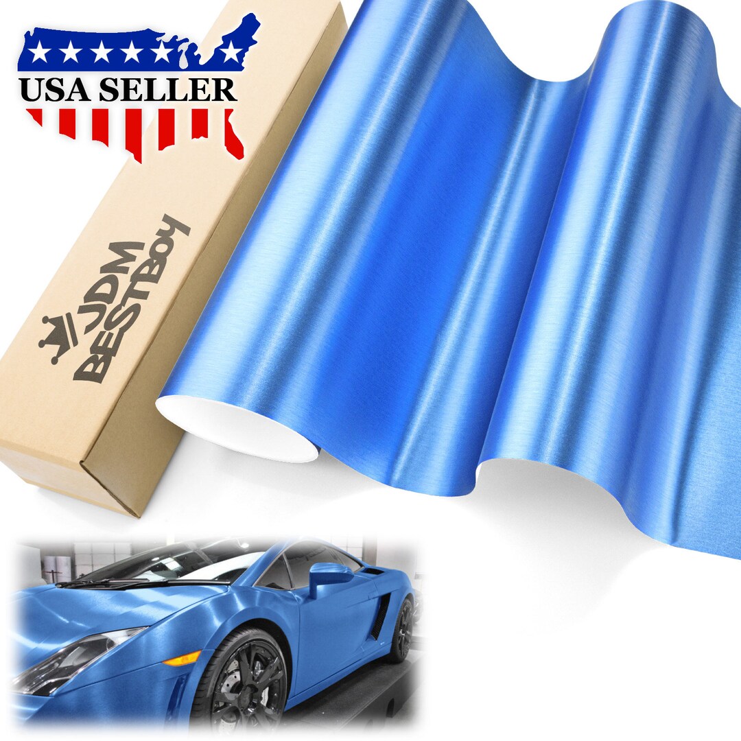 Light Blue Brushed Aluminum Texture Car Vehicle Vinyl Wrap Sticker ...