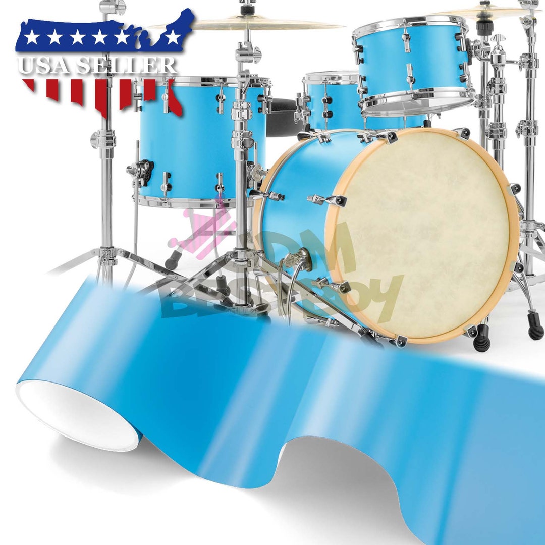 Drum Wrap Vinyl Kit Light Blue Matte Flat Surface Shell Skin Sticker ...