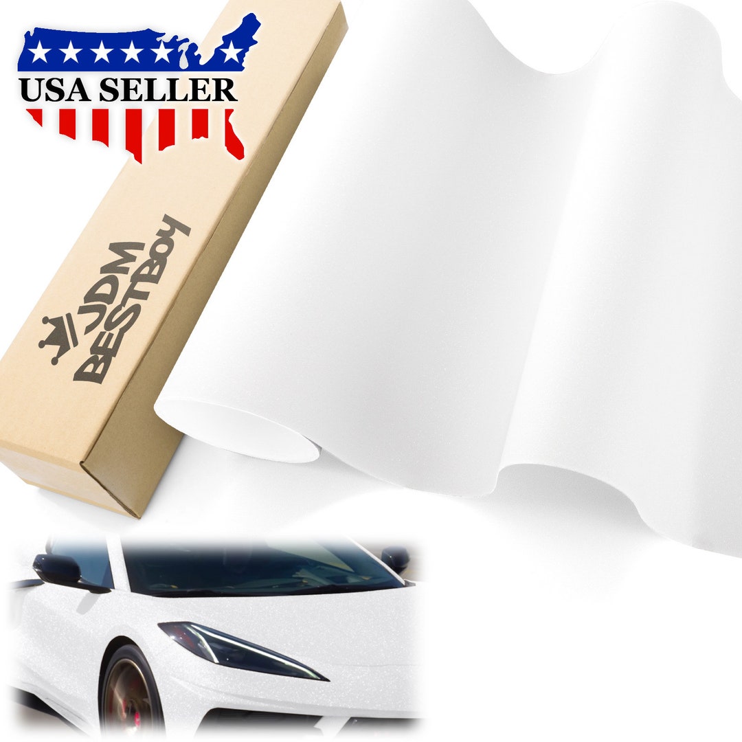 White Matte Frosted Glitter Sparkle Car Vehicle Vinyl Wrap Sticker ...